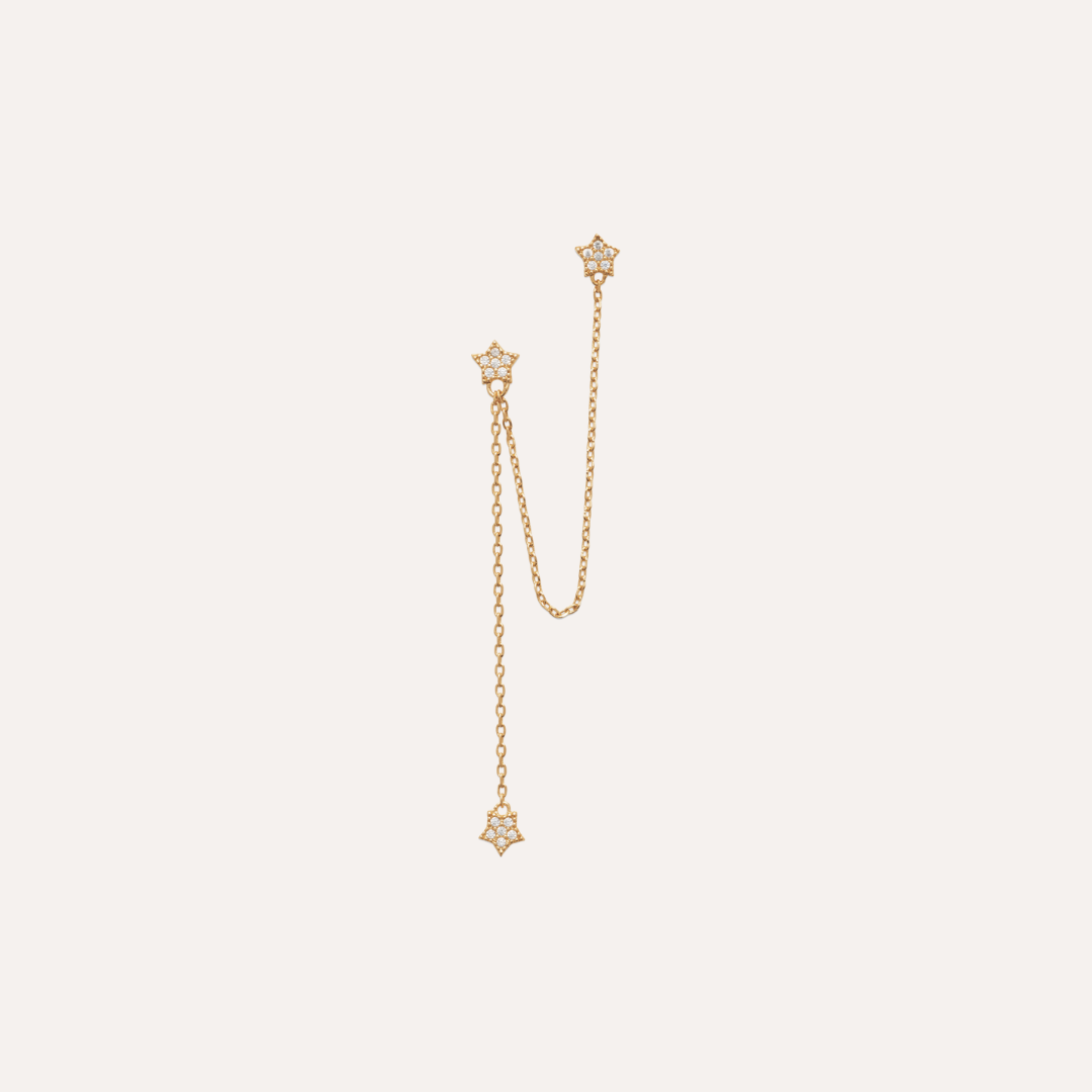 Boucle d'oreille double chaîne Elonie, à l'unité – les bijoux chics